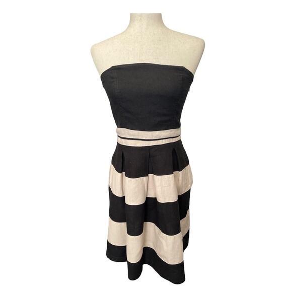 Sandro Feronne | Dresses | Sandro Feronne Blacktan Linen Strapless Mini ...